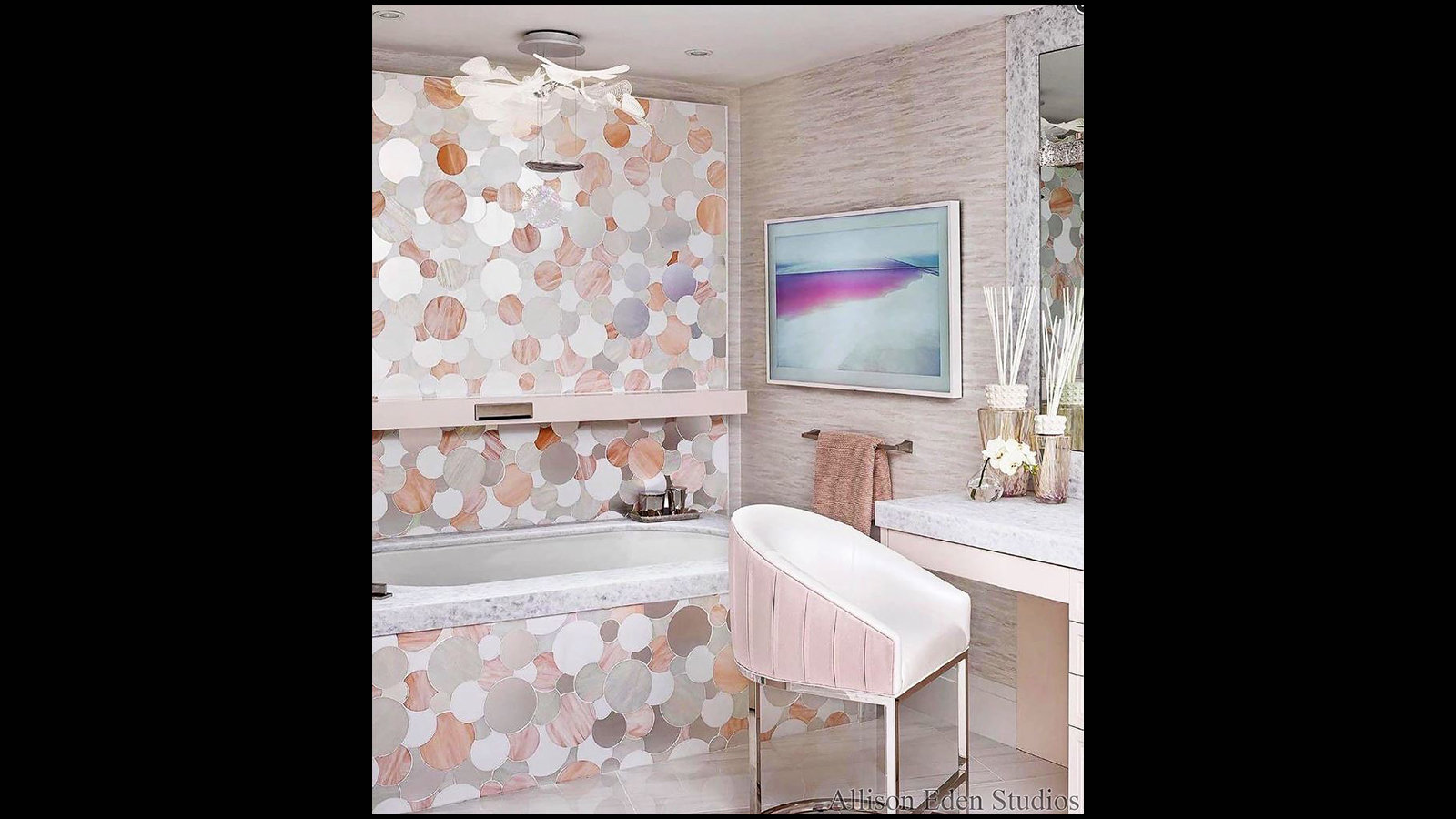 Overlapping Circles Glass Mosaic Bath in Pink by Allison Eden Studios